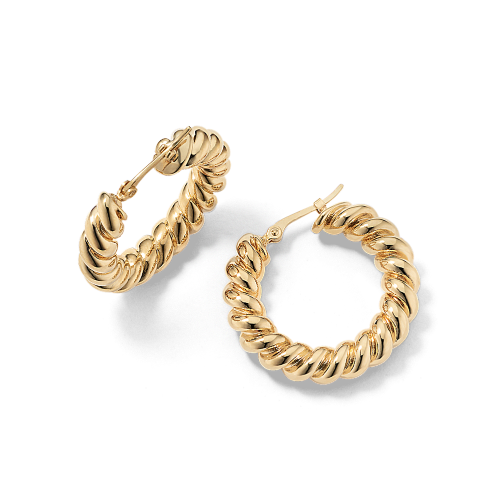 14K Yellow Gold Spiral Hoops | Shane Co.
