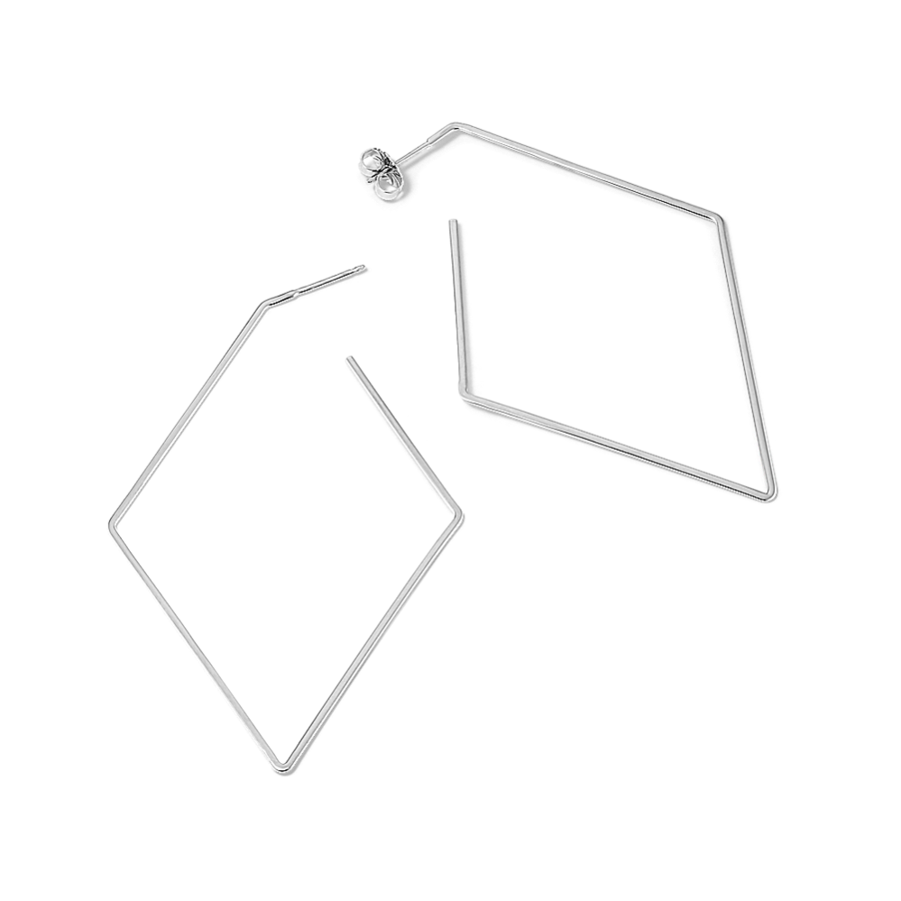 Geometric Sterling Silver Open Hoops | Shane Co.