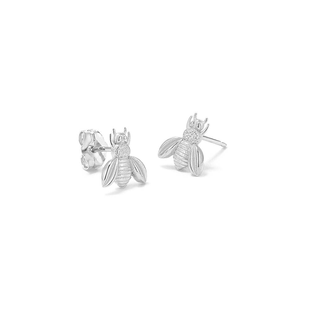 White gold bee earrings store