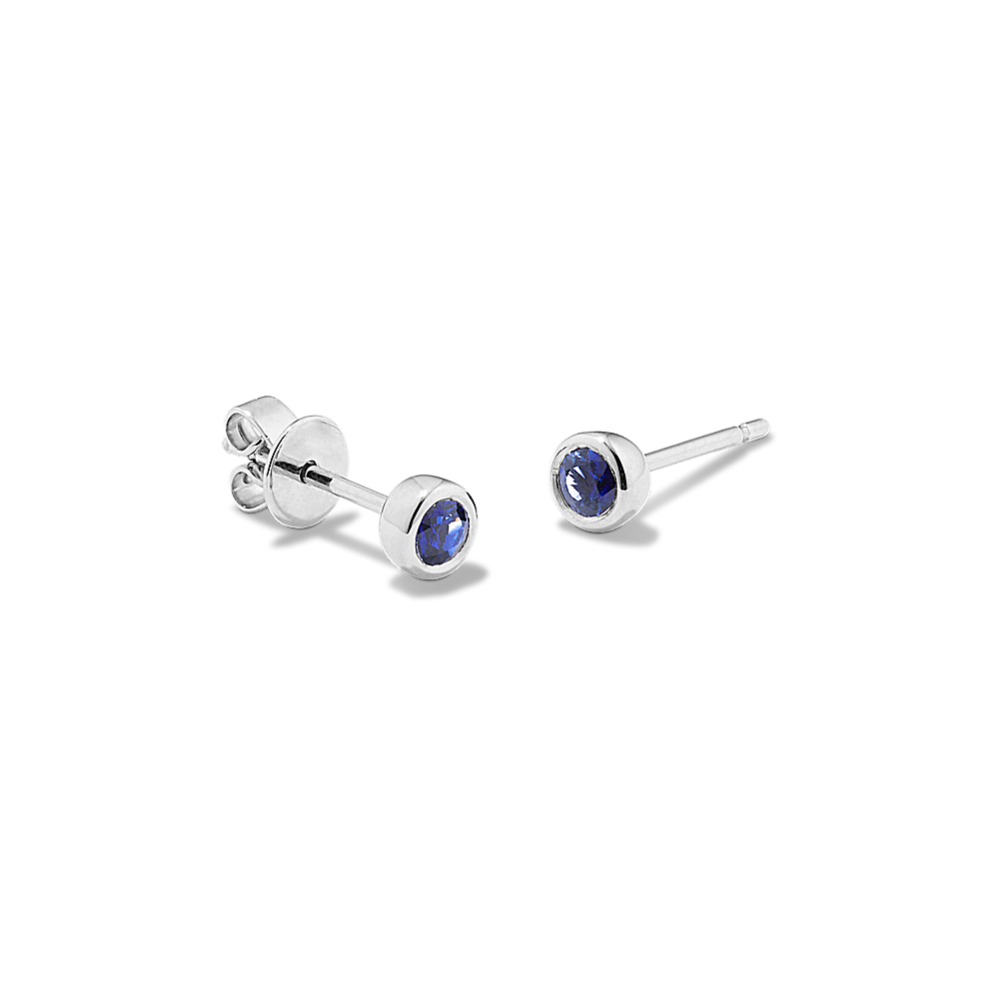 Bezel-Set Sapphire Studs - Sterling Silver | Shane Co.