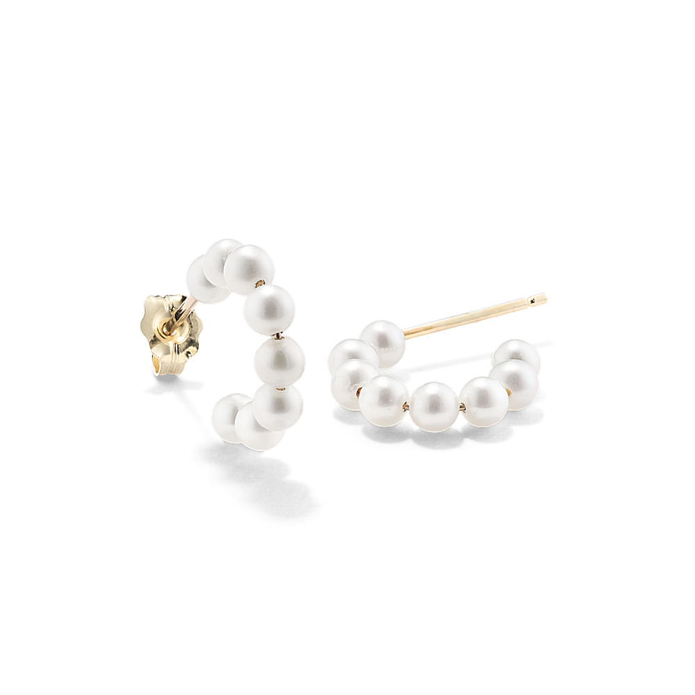 Cultured Freshwater Pearl Huggie Hoops | Shane Co.