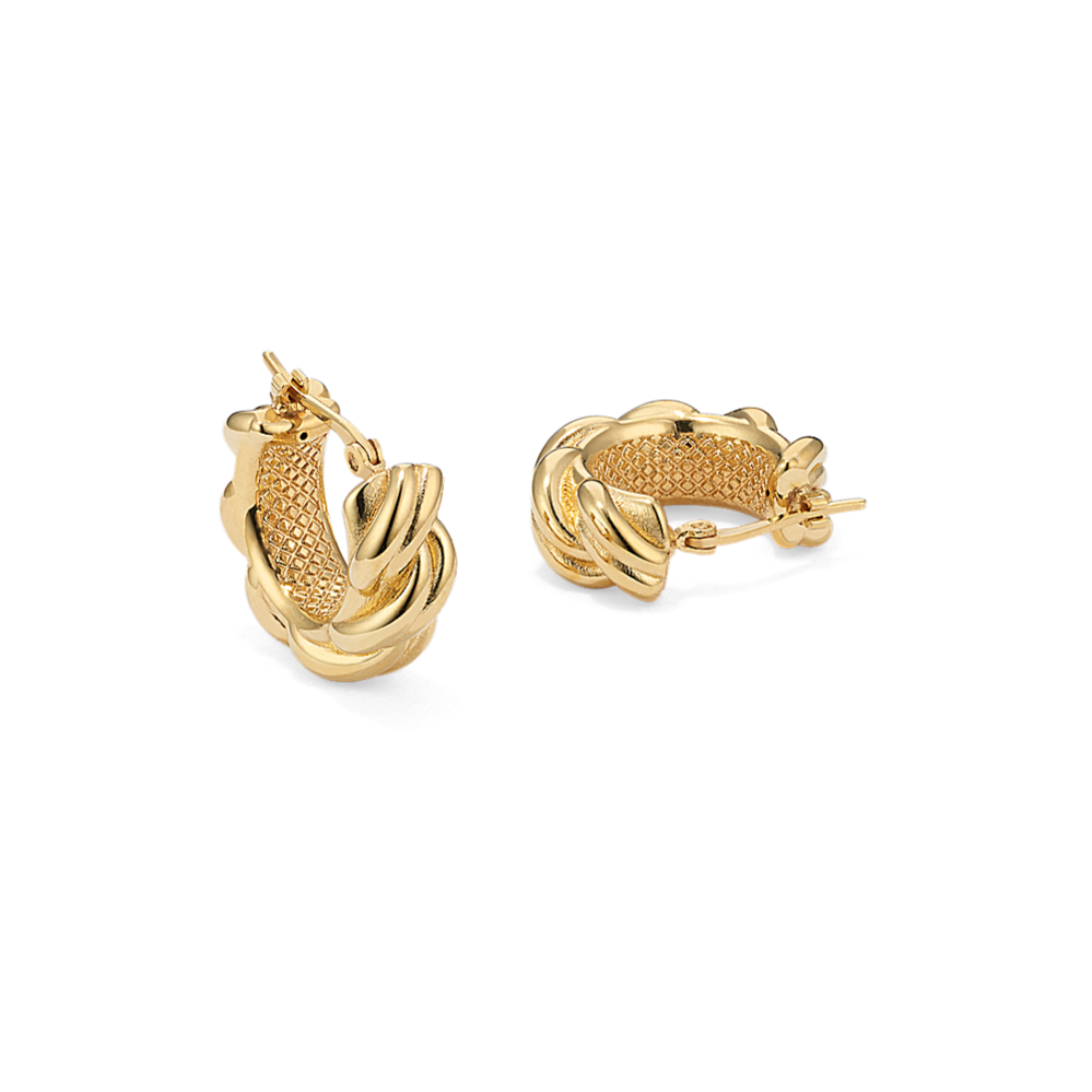 French-Twist 14K Yellow Gold Hoops | Shane Co.