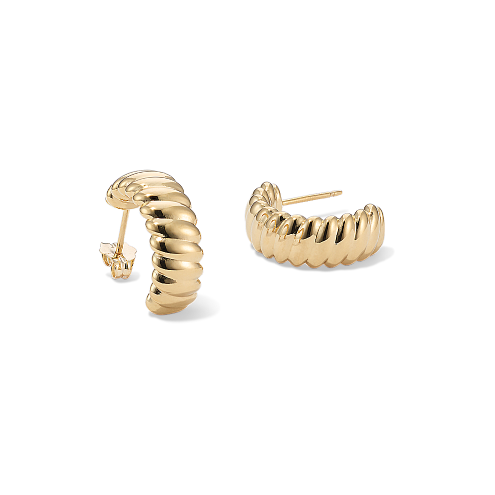 14K Yellow Gold Twist Open Hoops | Shane Co.