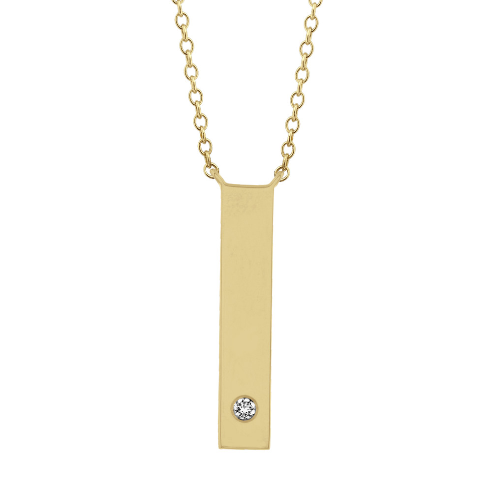 Charleston Diamond Vertical Bar Pendant in 14K Yellow Gold (18 in ...