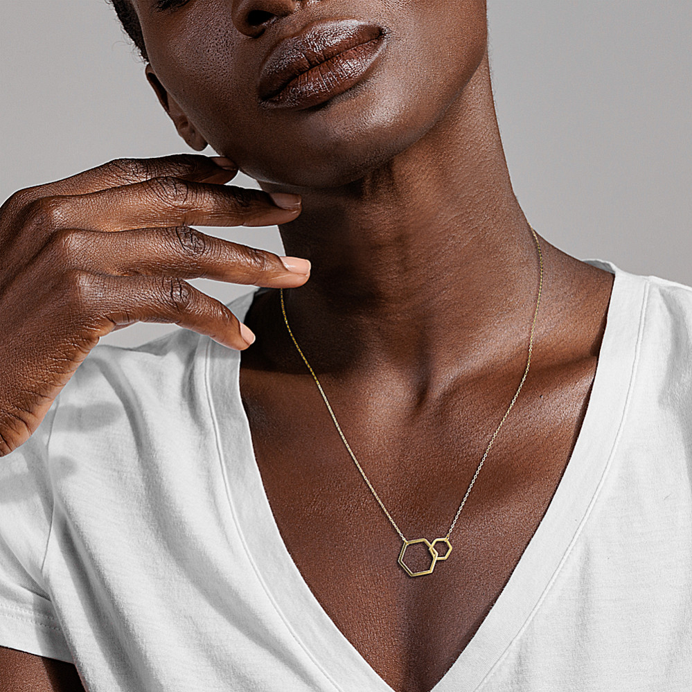 14K Honeycomb Necklace Yellow Gold 18 in