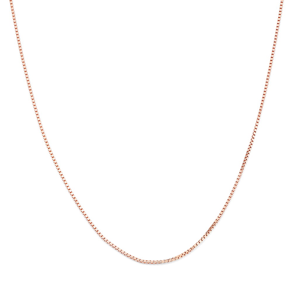 22'' 14K Rose Gold Box Chain (0.8mm) | Shane Co.