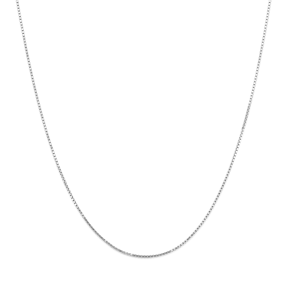 30'' 14k White Gold Box Chain (0.66mm) | Shane Co.