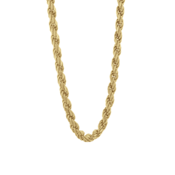 24 14K Rope Chain Necklace Yellow Gold Vermeil 24 in