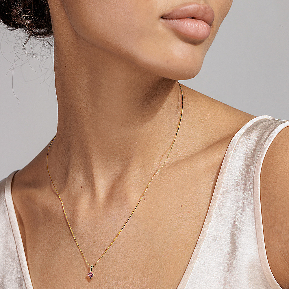 4mm Pink Sapphire Solitaire Pendant | Shane Co.