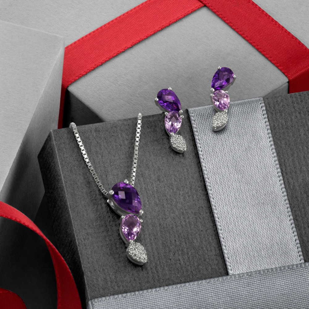 Amethyst and Diamond Pendant (20 in) | Shane Co.