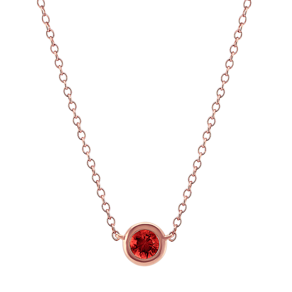 Bezel-Set Ruby Necklace in 14k Rose Gold (18'') | Shane Co.
