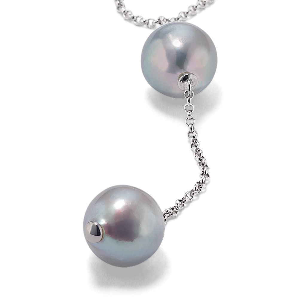 Cultured Silver Akoya Pearl Lariat Necklace | Shane Co.