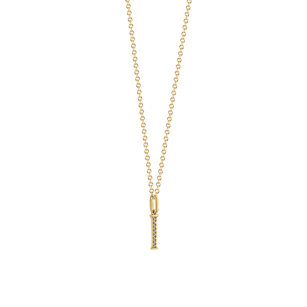 Diamond Letter I Pendant in 14k Yellow Gold (18 in) | Shane Co.