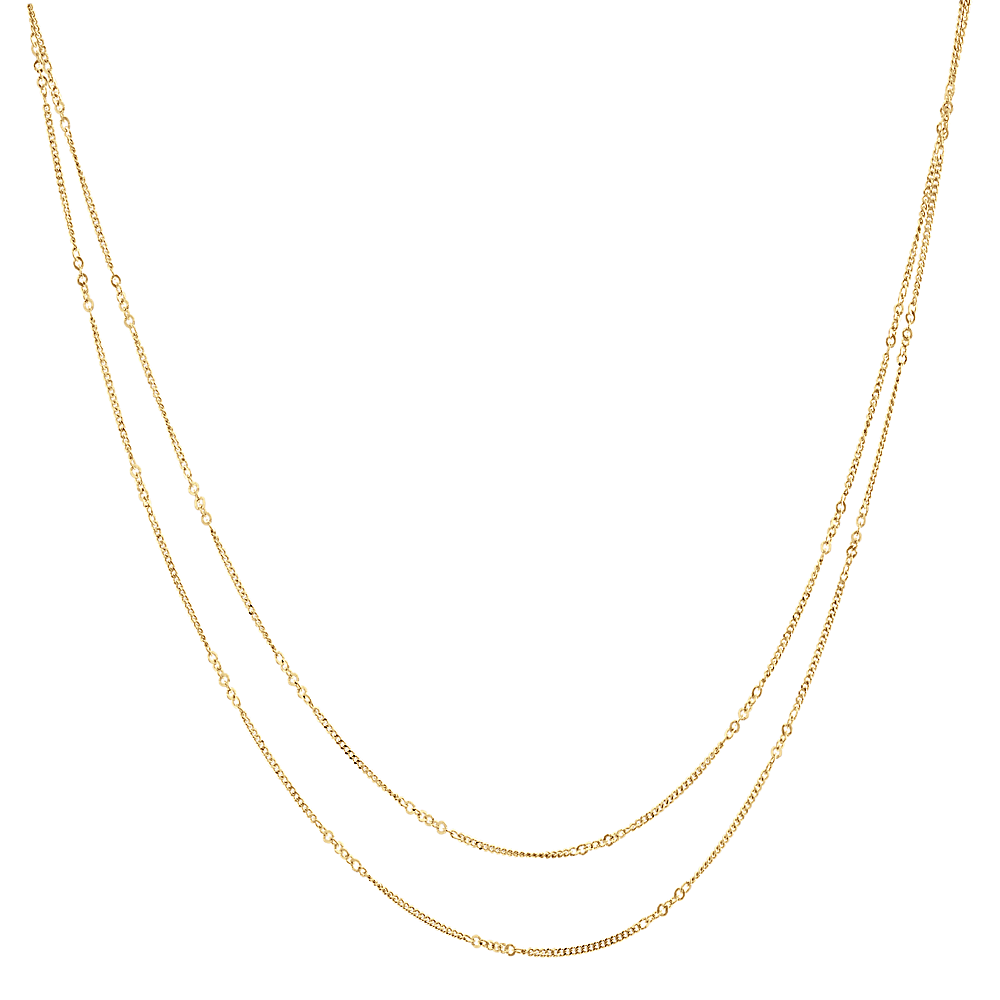 Double Curb Chain in 14k Yellow Gold (18 in) | Shane Co.