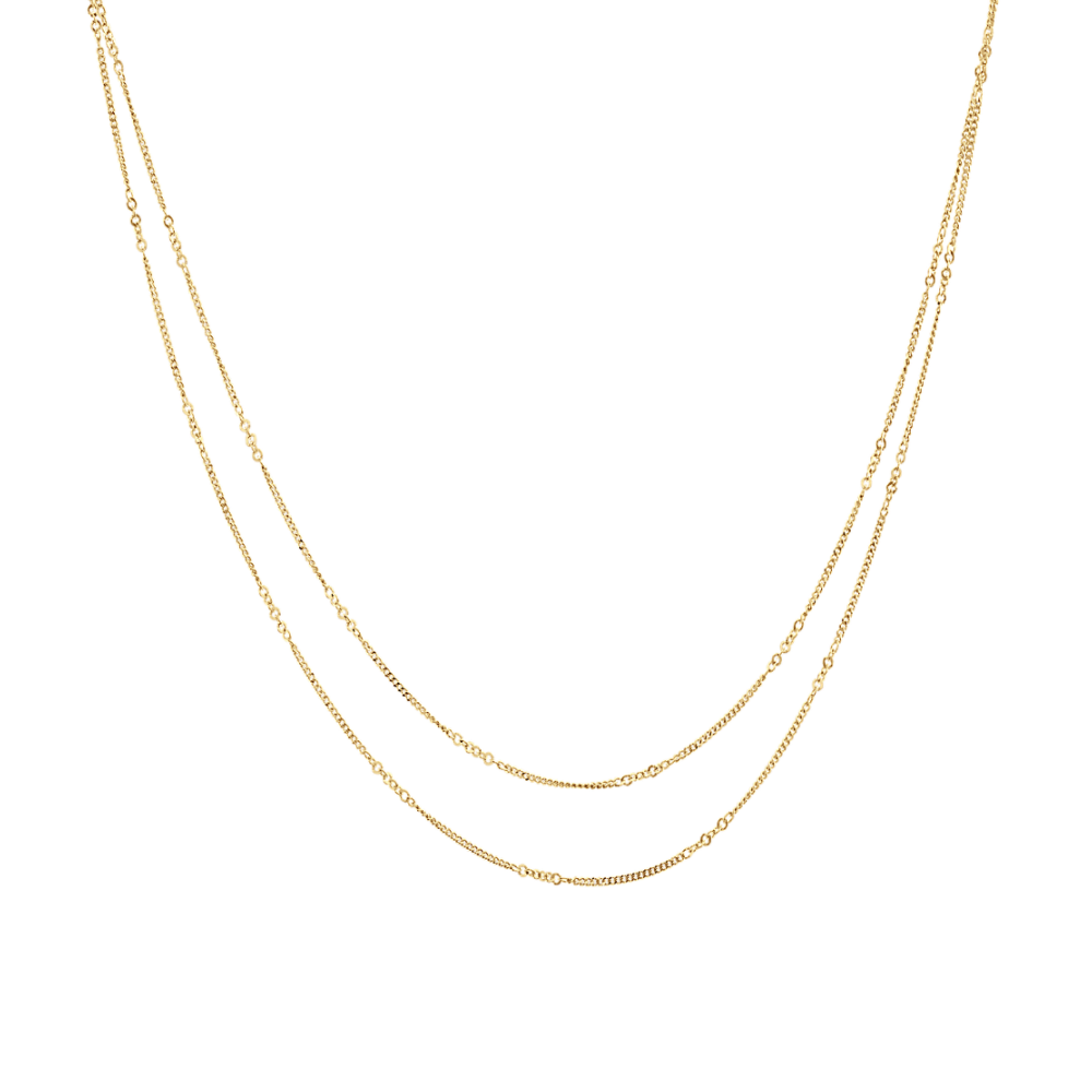 Double Curb Chain in 14k Yellow Gold (18 in) | Shane Co.
