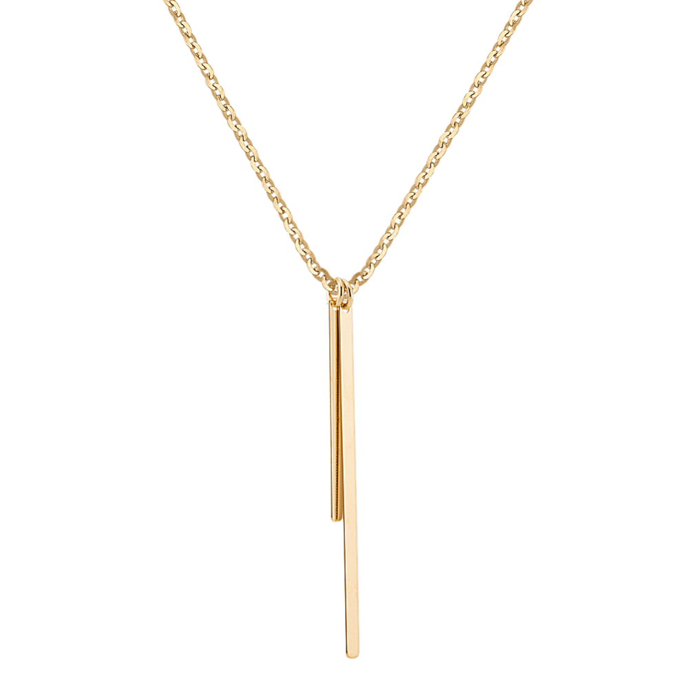 Double Vertical Bar Pendant in 14k Yellow Gold (18'') | Shane Co.
