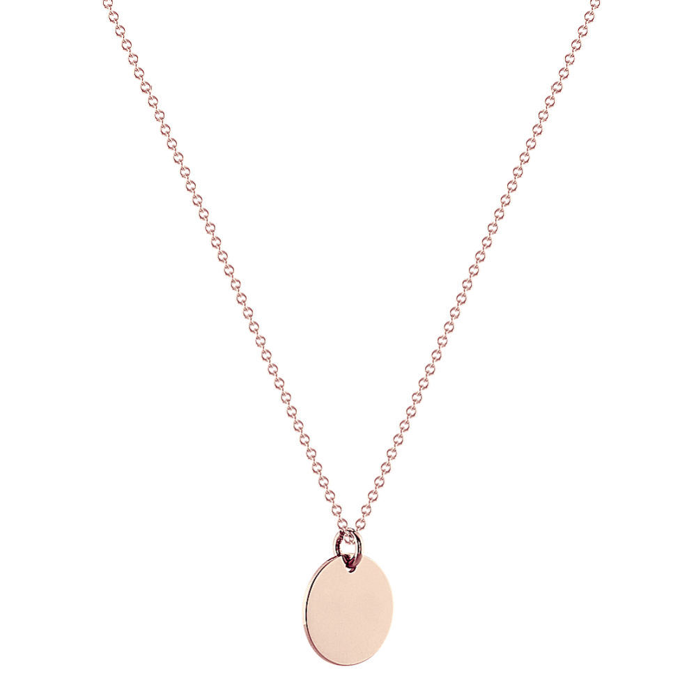 Linden 14K Medium Disk Pendant Necklace Rose Gold 18 in
