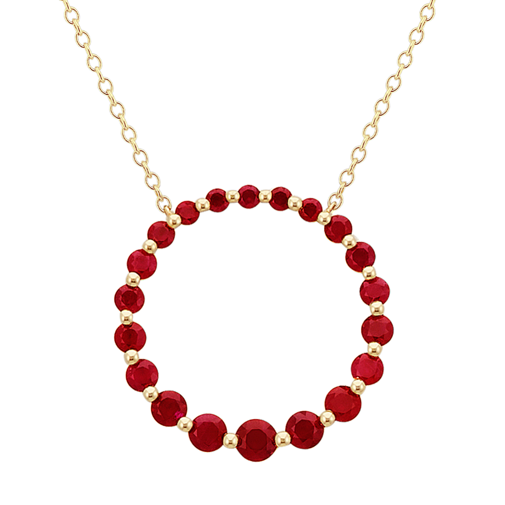 Graduated Round Ruby Circle Necklace (18'') | Shane Co.