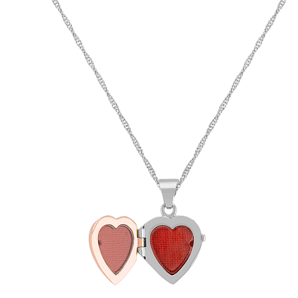 Heart Locket in 14k White and Rose Gold (18 in) | Shane Co.