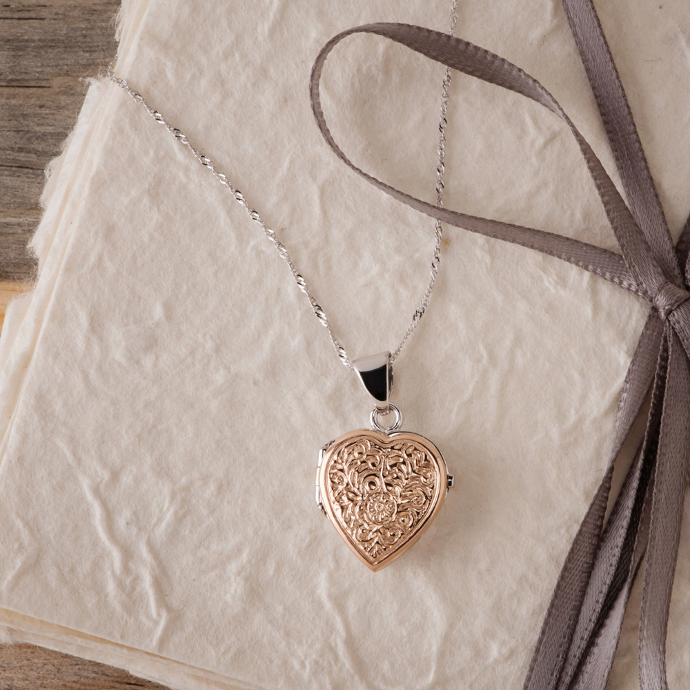 Heart Locket in 14k White and Rose Gold (18 in) | Shane Co.