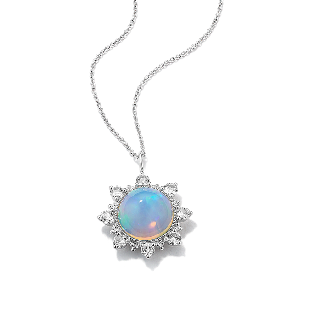Opal white sapphire necklace store