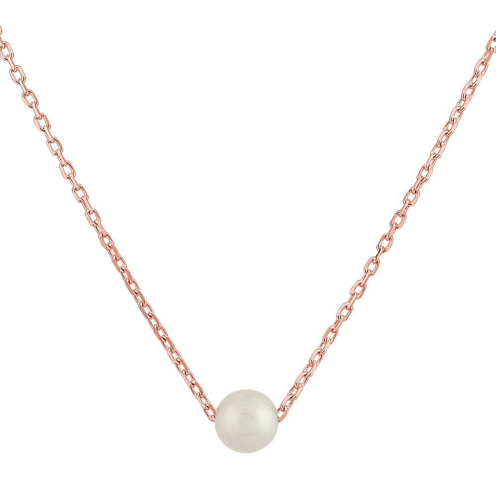 5mm Cultured Freshwater Pearl Necklace White Rose Gold 18 19