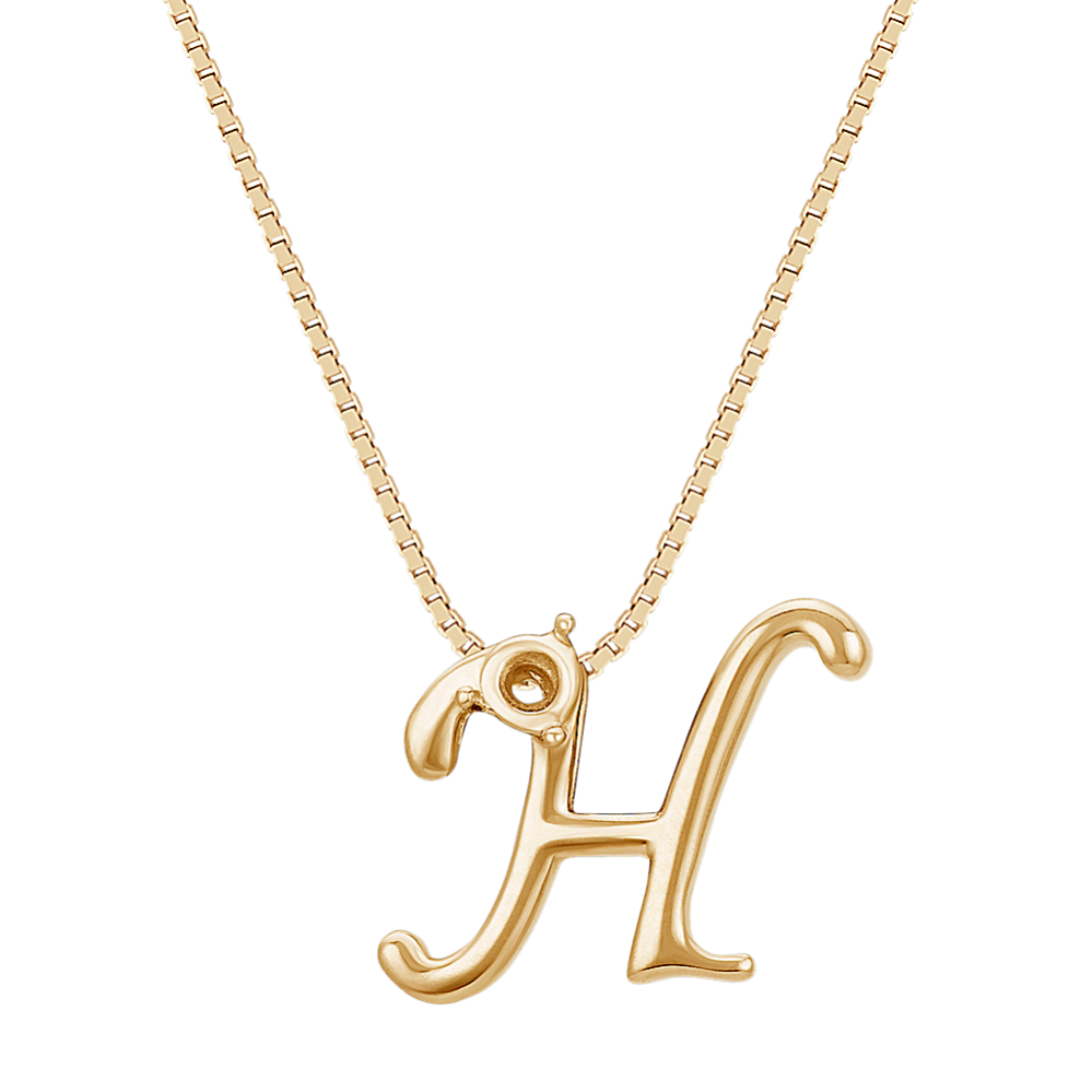Letter H Pendant in 14k Yellow Gold (18'') | Shane Co.