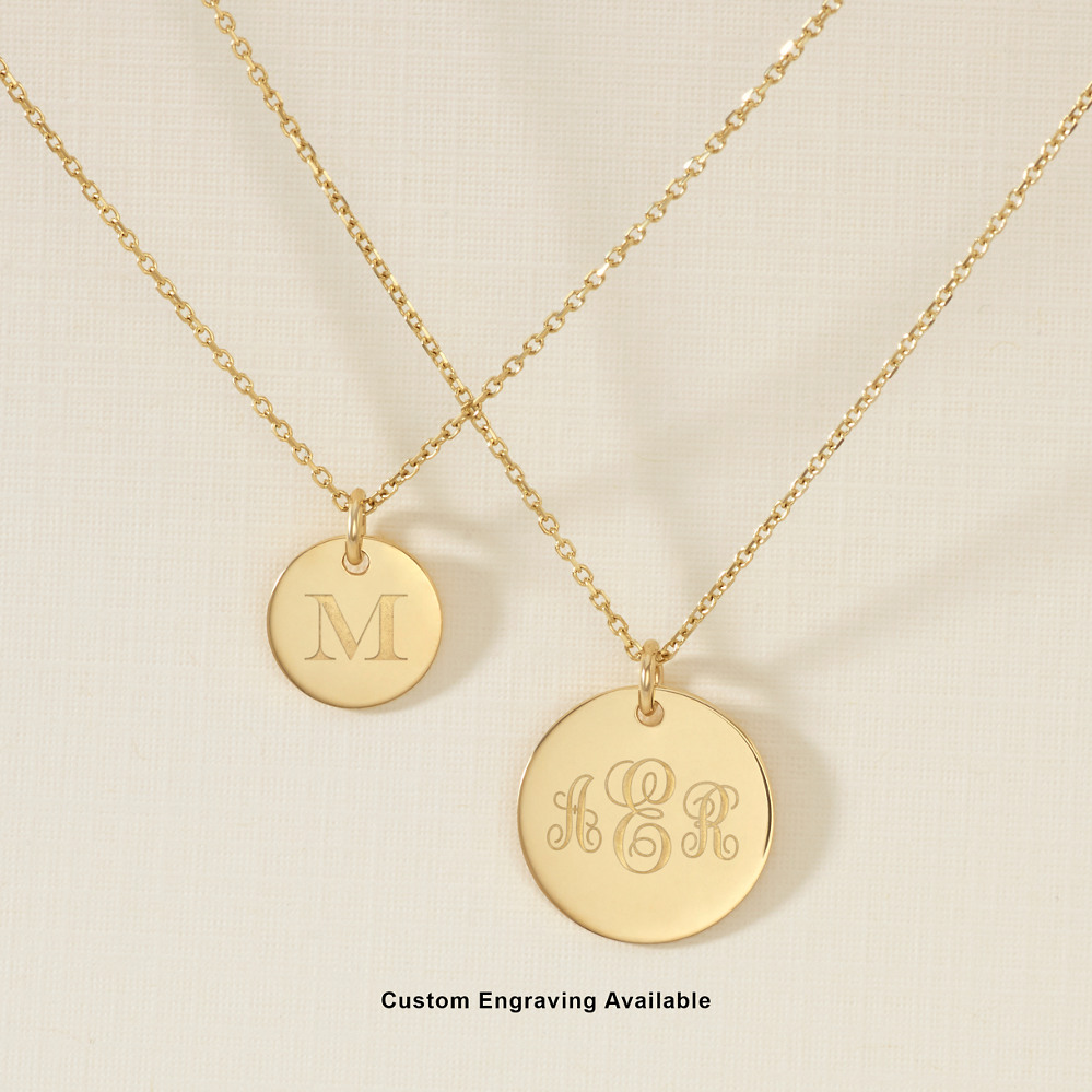 Linden 14K Yellow Gold Large Disk Pendant | Shane Co.