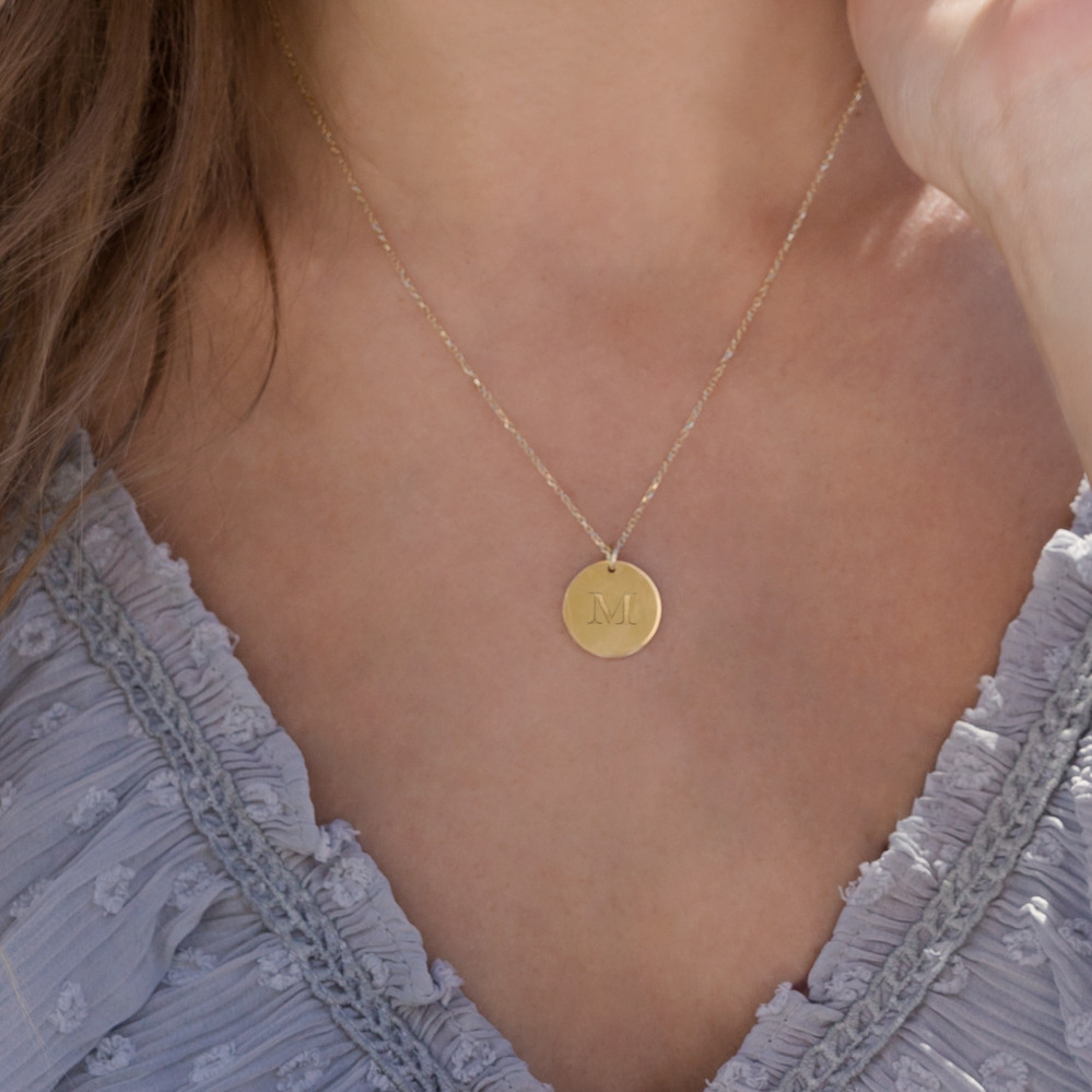 Linden 14K Yellow Gold Large Disk Pendant | Shane Co.