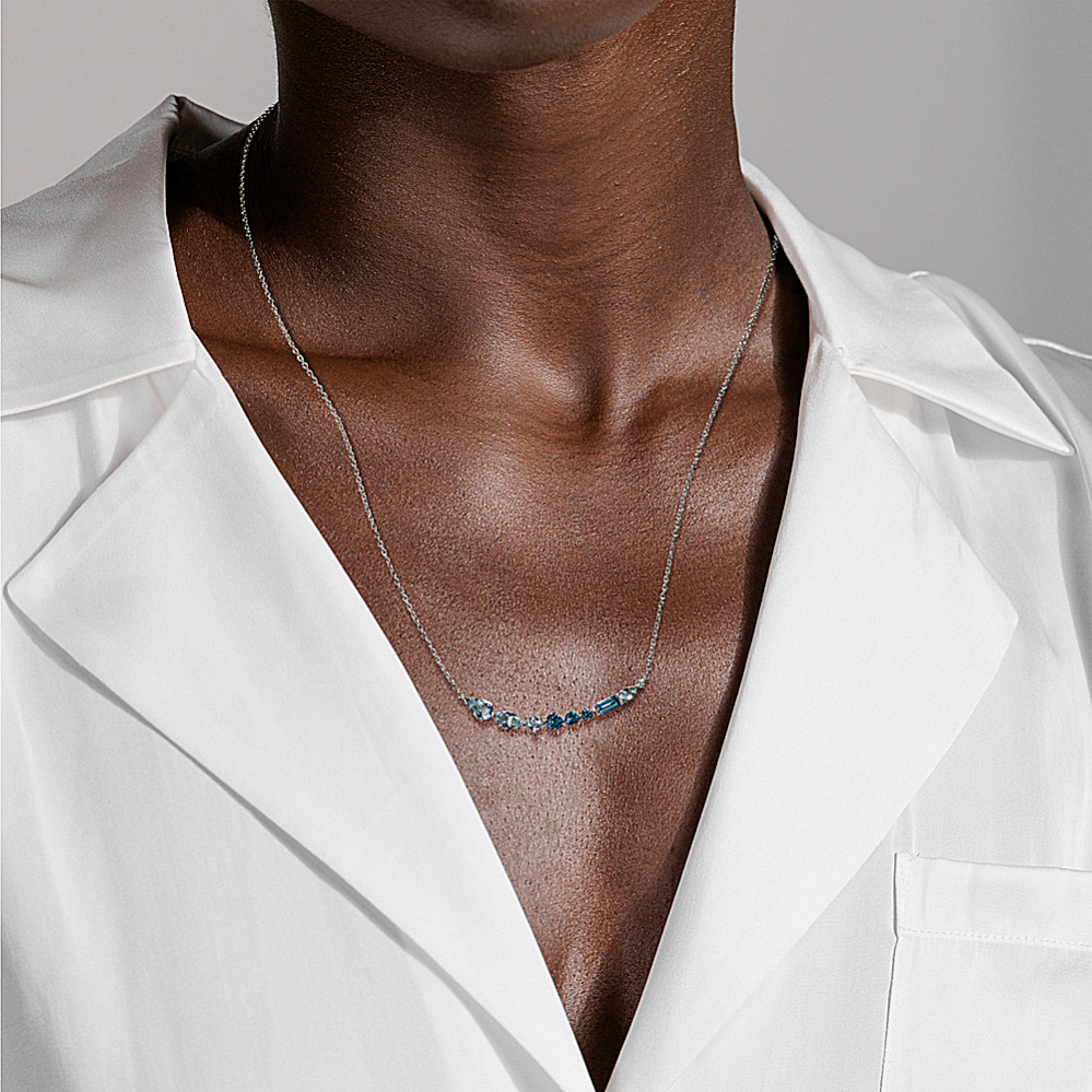 Mara Blue Topaz Bar Necklace | Shane Co.