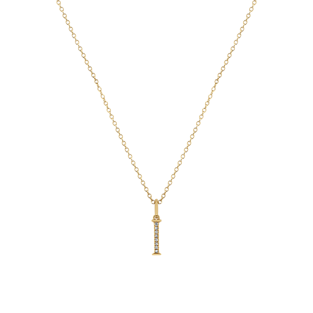 Diamond Letter I Pendant in 14k Yellow Gold (18 in) | Shane Co.