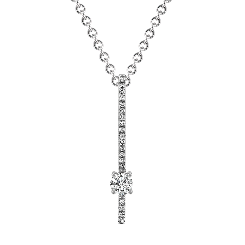 Personalized Diamond Vertical Bar Pendant (22'') | Shane Co.