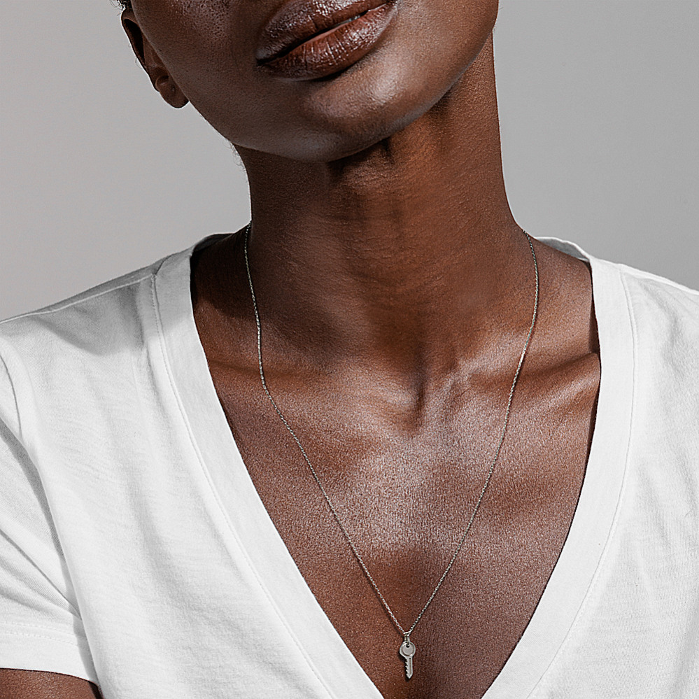 Petite 14K White Gold Key Pendant