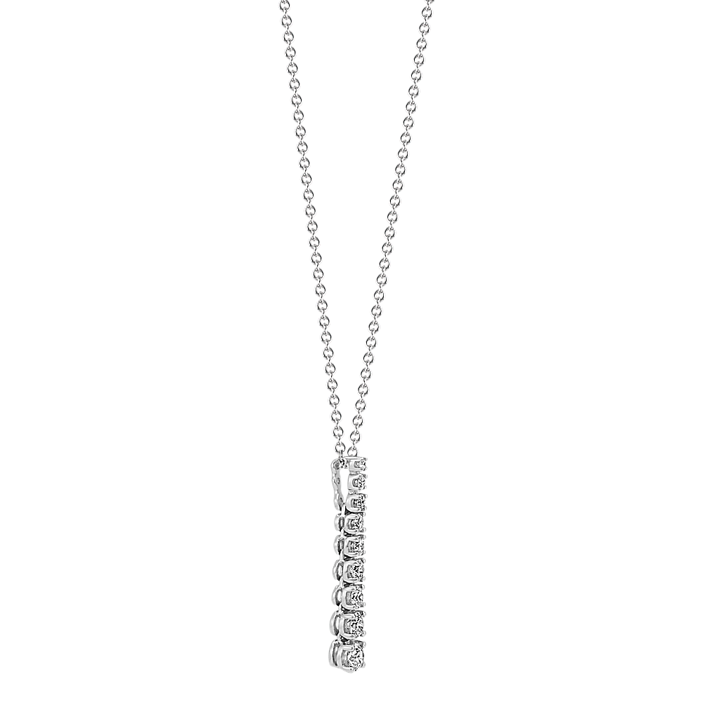 Round Diamond Journey Pendant in 14k White Gold (22 in) | Shane Co.