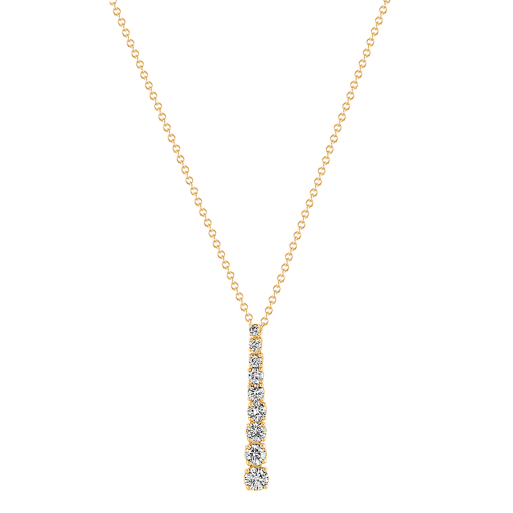 Round Diamond Journey Pendant in 14k Yellow Gold (22 in) | Shane Co.