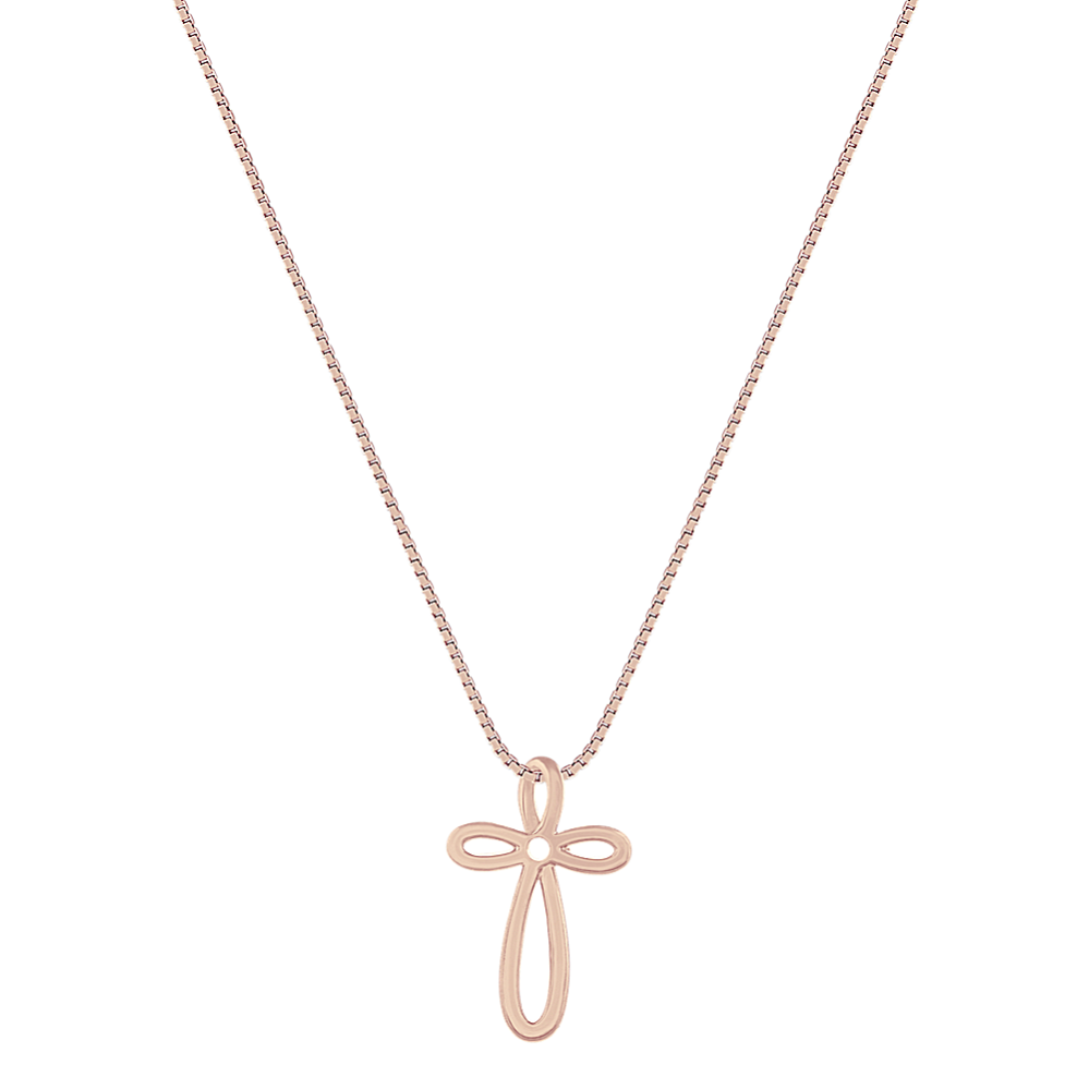 Swirl Cross Pendant in 14k Rose Gold (18'') | Shane Co.