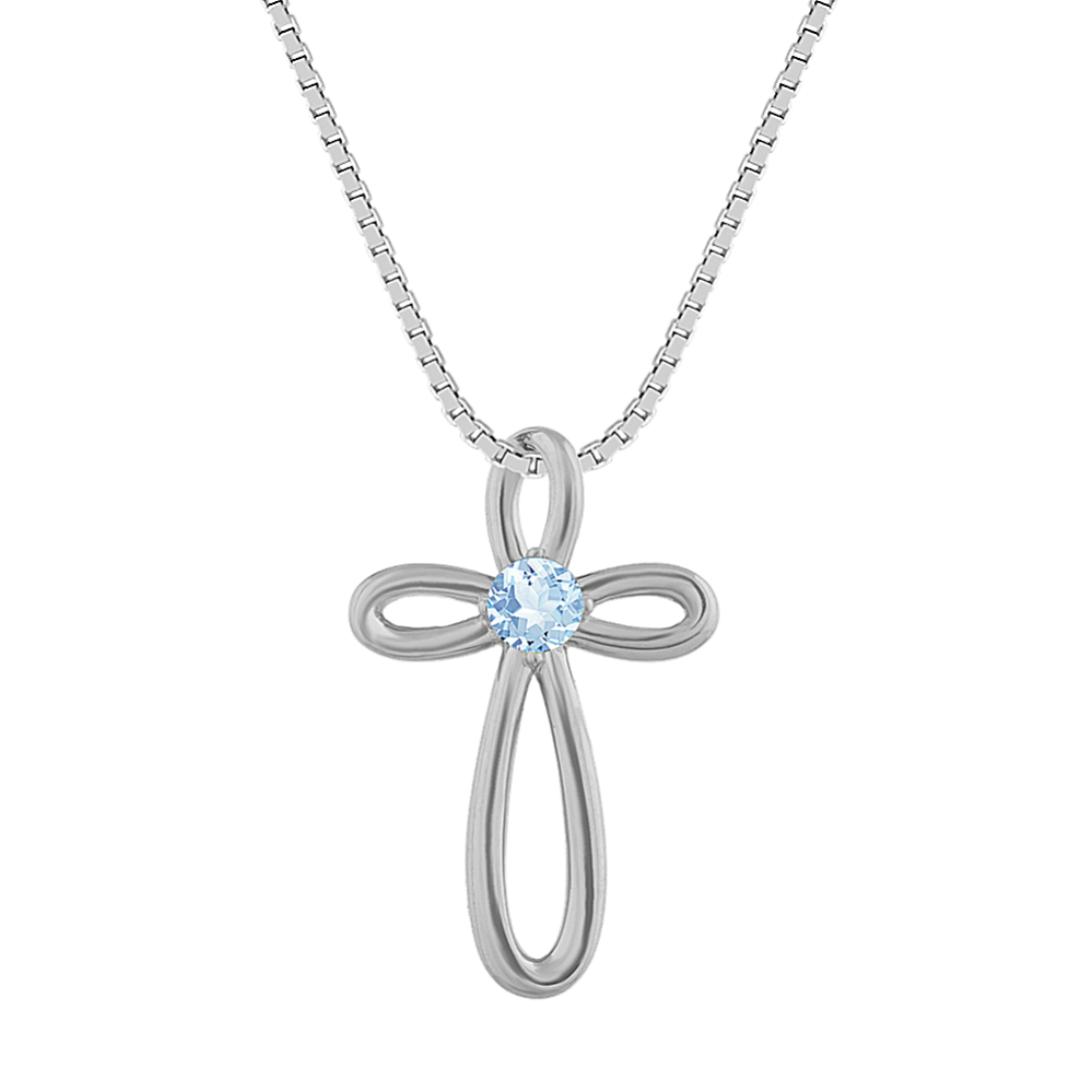 Swirl Cross Pendant in 14k White Gold (18'') | Shane Co.
