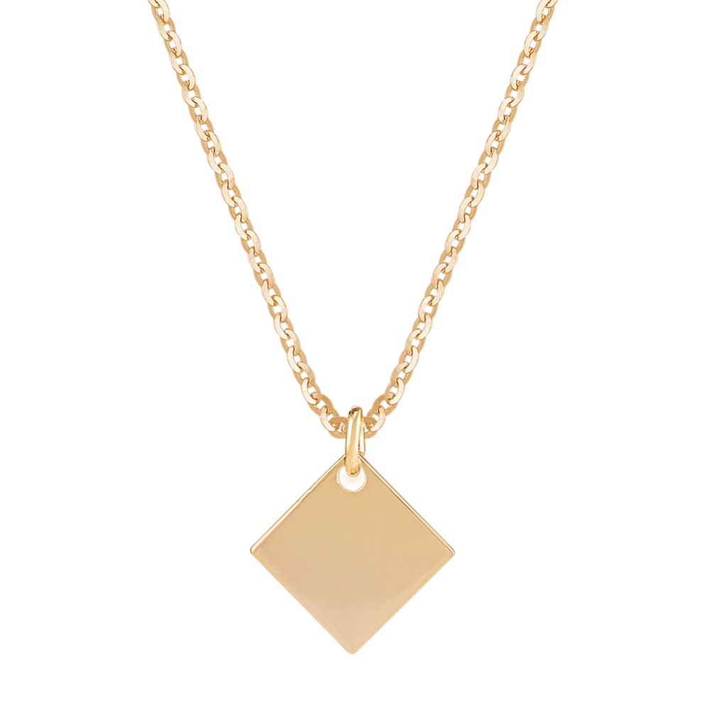 Tilted Square Pendant in 14k Yellow Gold (18'') | Shane Co.