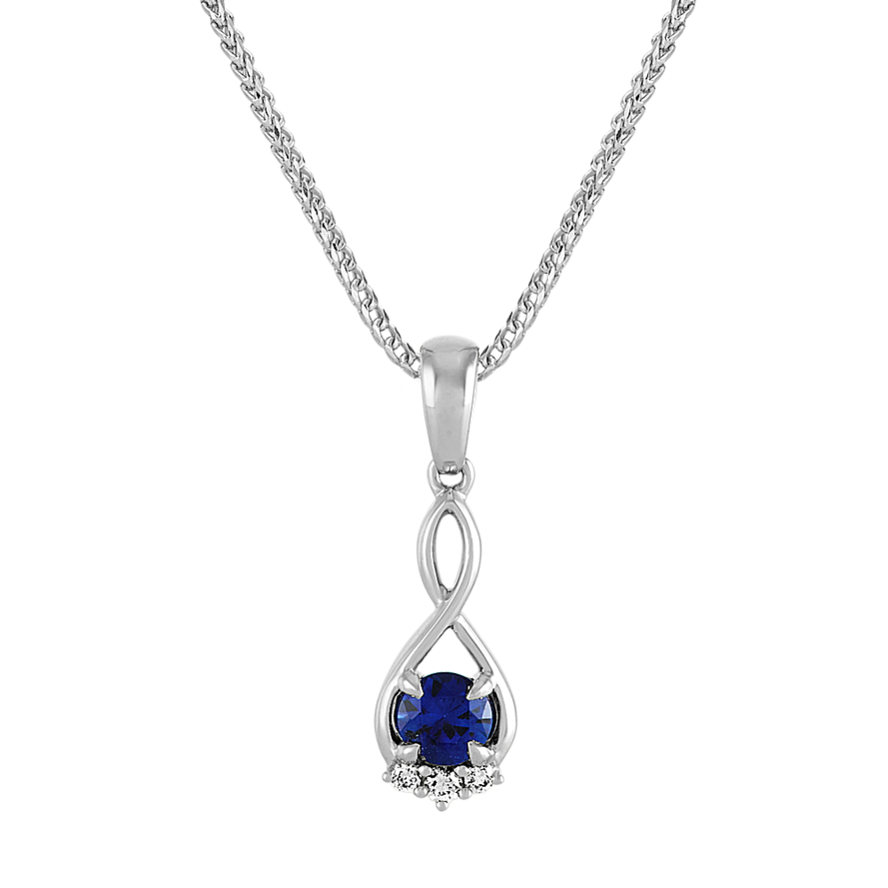 Traditional Blue Sapphire and Diamond Infinity Pendant (20'') | Shane Co.