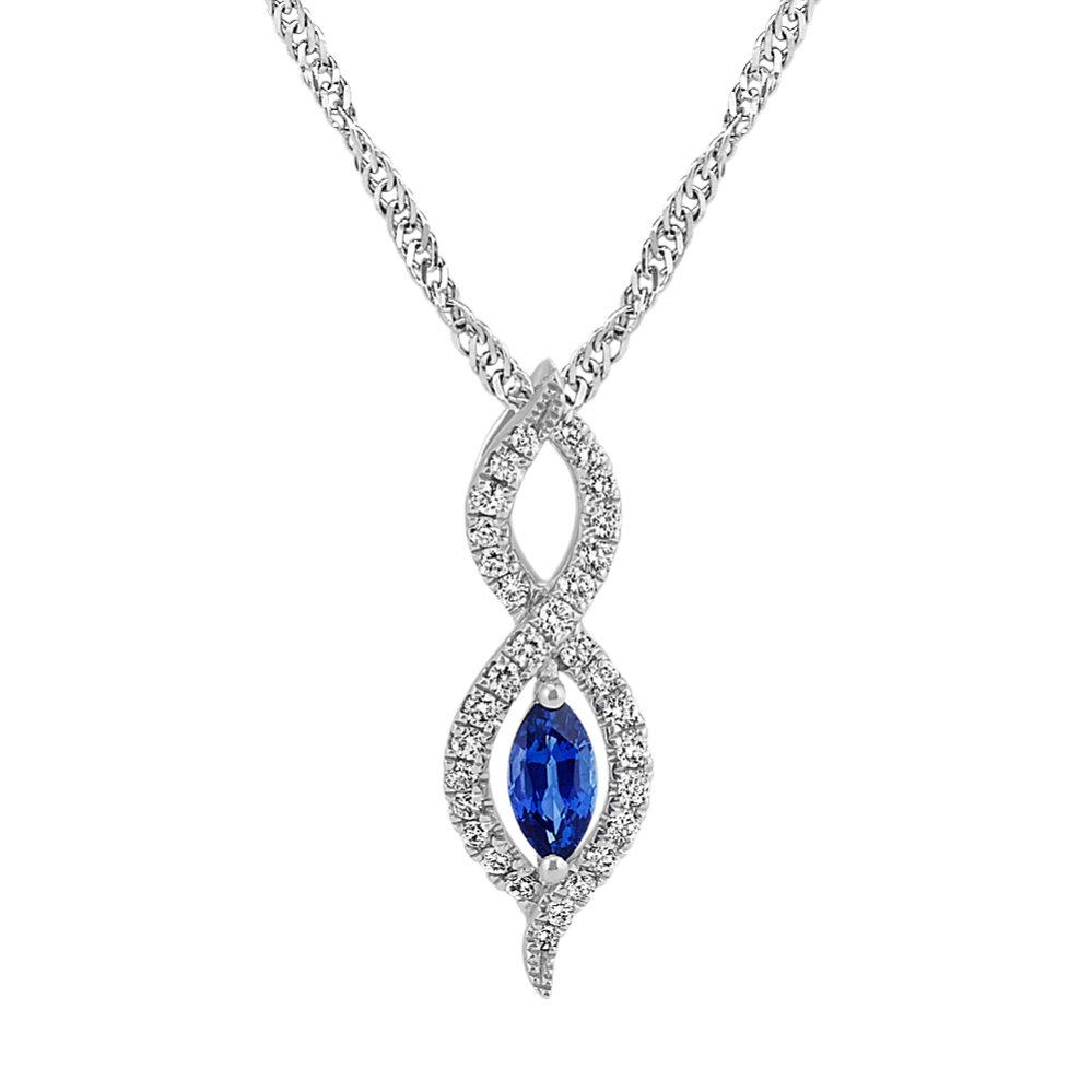 Traditional Sapphire and Diamond Infinity Pendant (18'') | Shane Co.