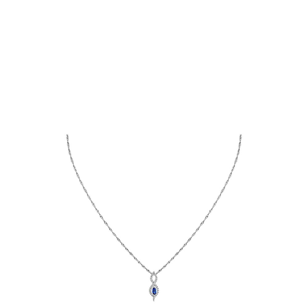 Traditional Sapphire and Diamond Infinity Pendant (18'') | Shane Co.