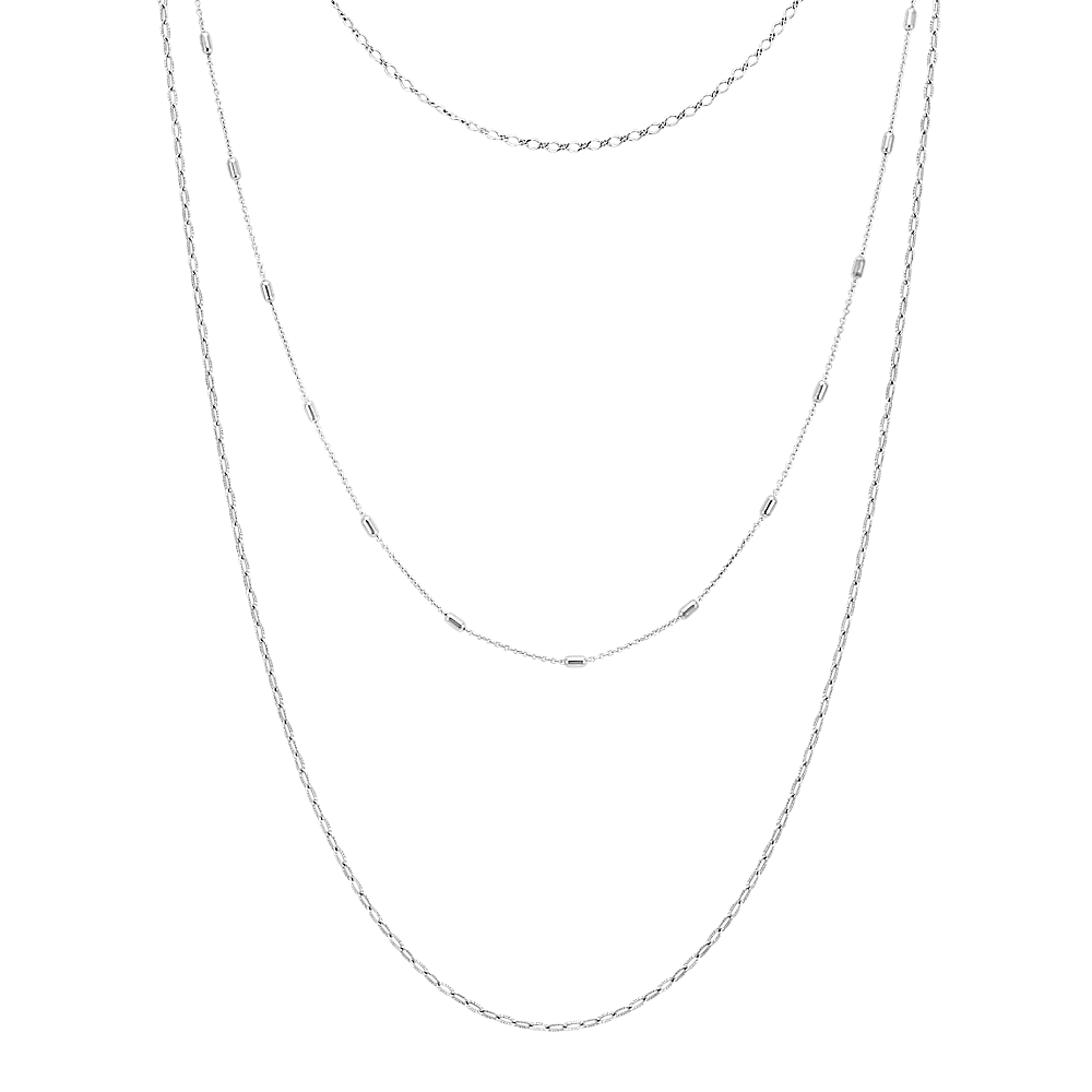 Triple Chain Necklace Set in Sterling Silver (30 in) | Shane Co.