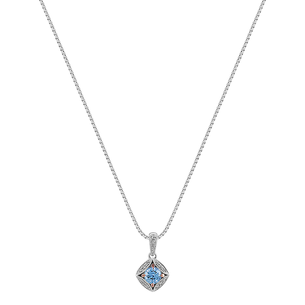 Vintage Sapphire and Diamond Pendant (18 in) | Shane Co.