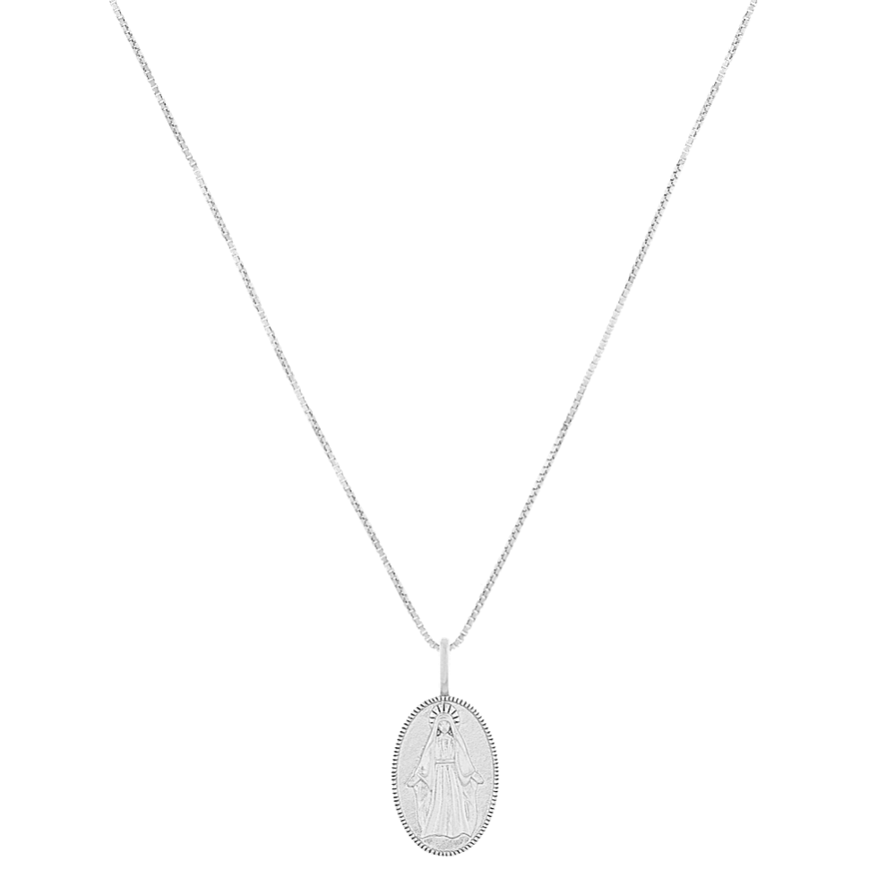 Virgin Mary Pendant in 14K White Gold 18