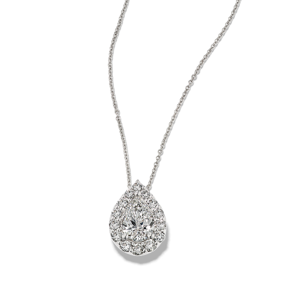 Pear 1 tcw Lab Grown Diamond Halo Pendant Shane Co