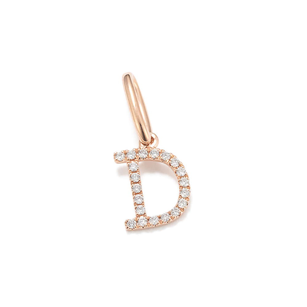 Diamond Pave Letter D Charm in Rose Gold | Shane Co.