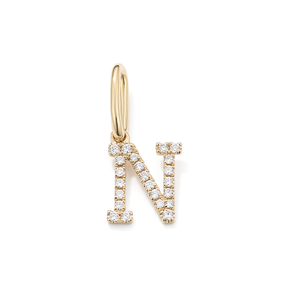 Diamond Pave Letter N Charm | Shane Co.