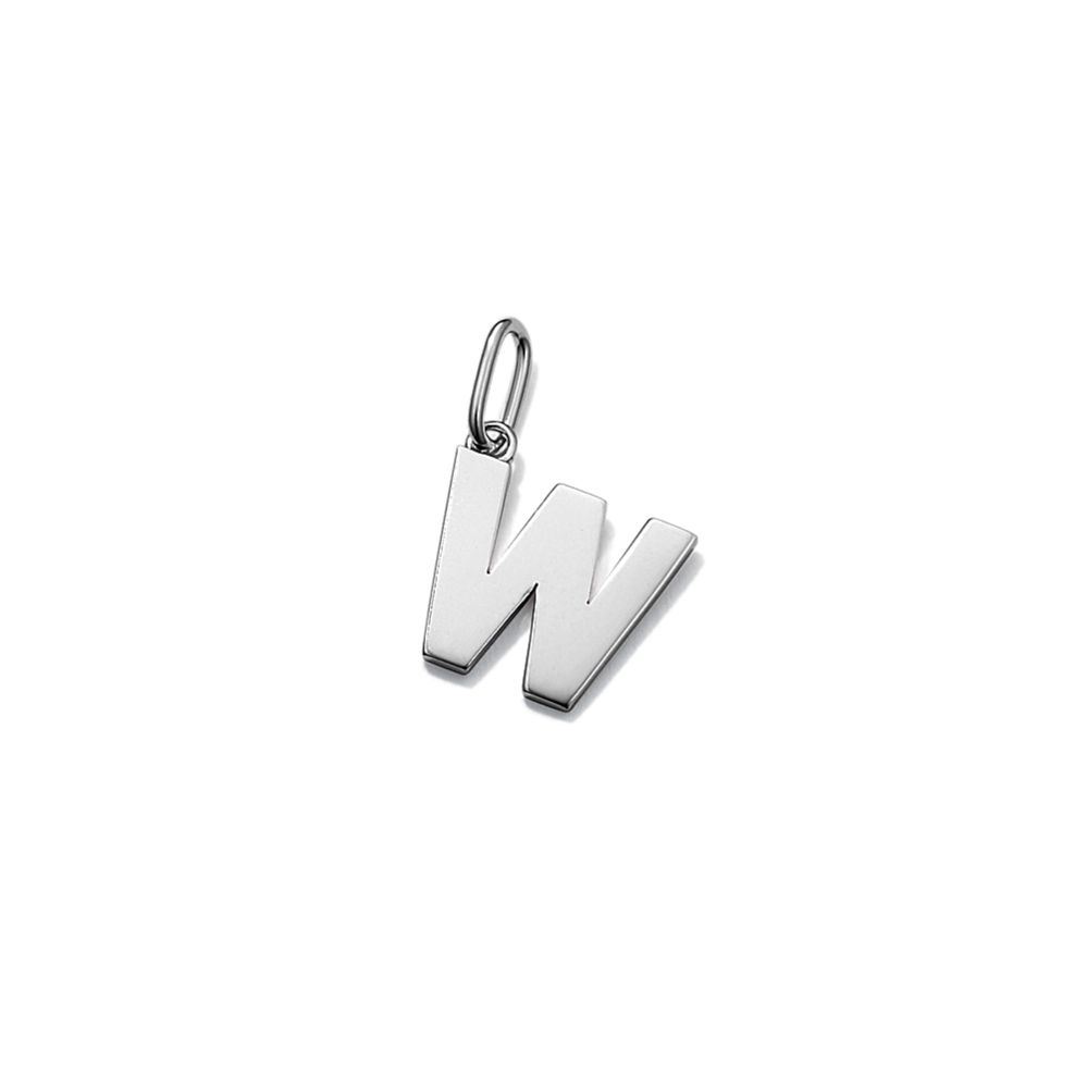14K White Gold Letter W Charm Shane Co
