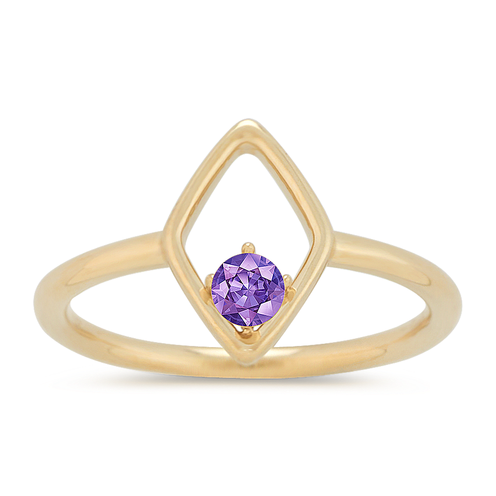 Rhombus Ring for 3mm Gemstone in 14k Yellow Gold | Shane Co.