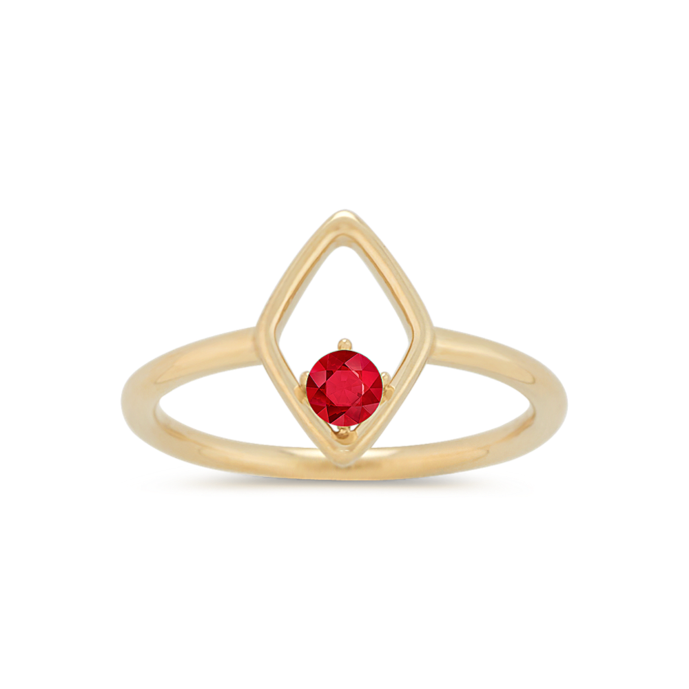 Rhombus Ring for 3mm Gemstone in 14k Yellow Gold | Shane Co.